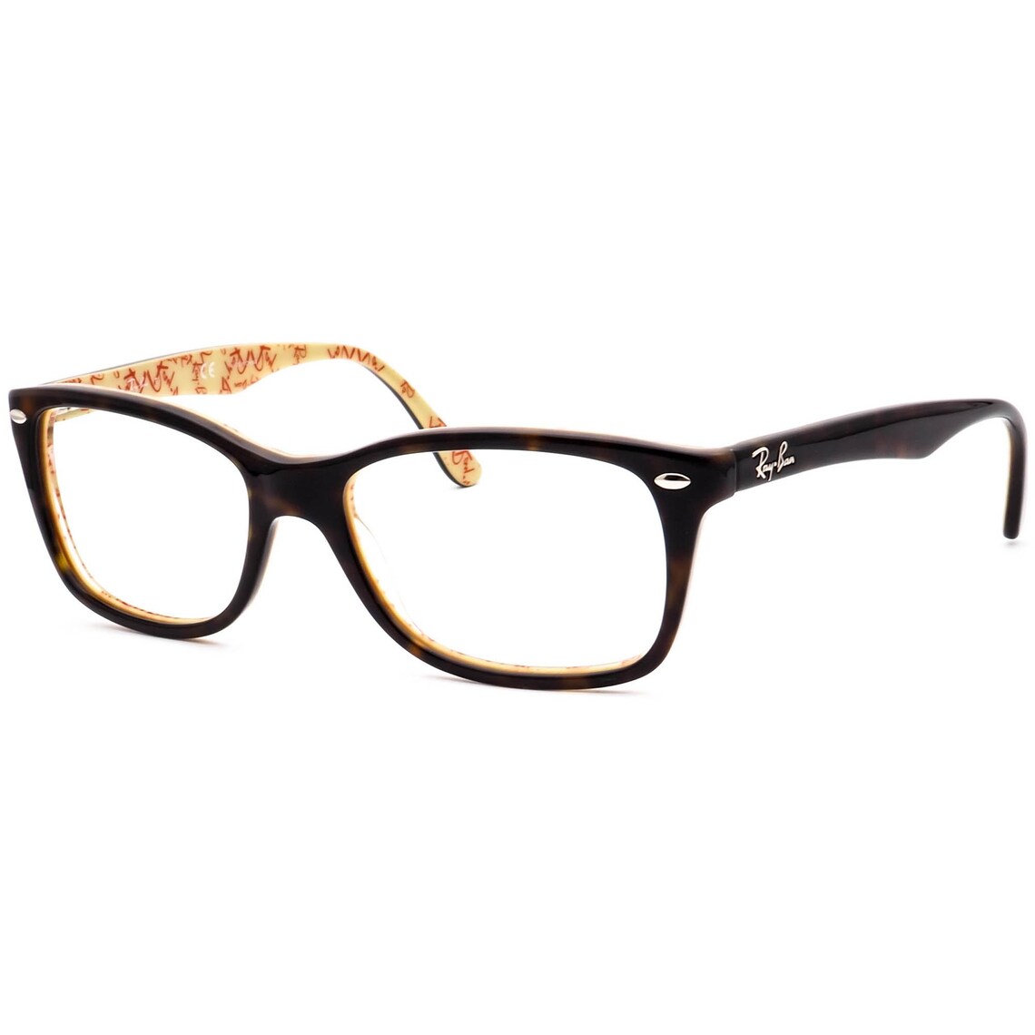 Ray-ban Eyeglasses RB 5228 5057 Polished Dark Havana on Beige Texture ...