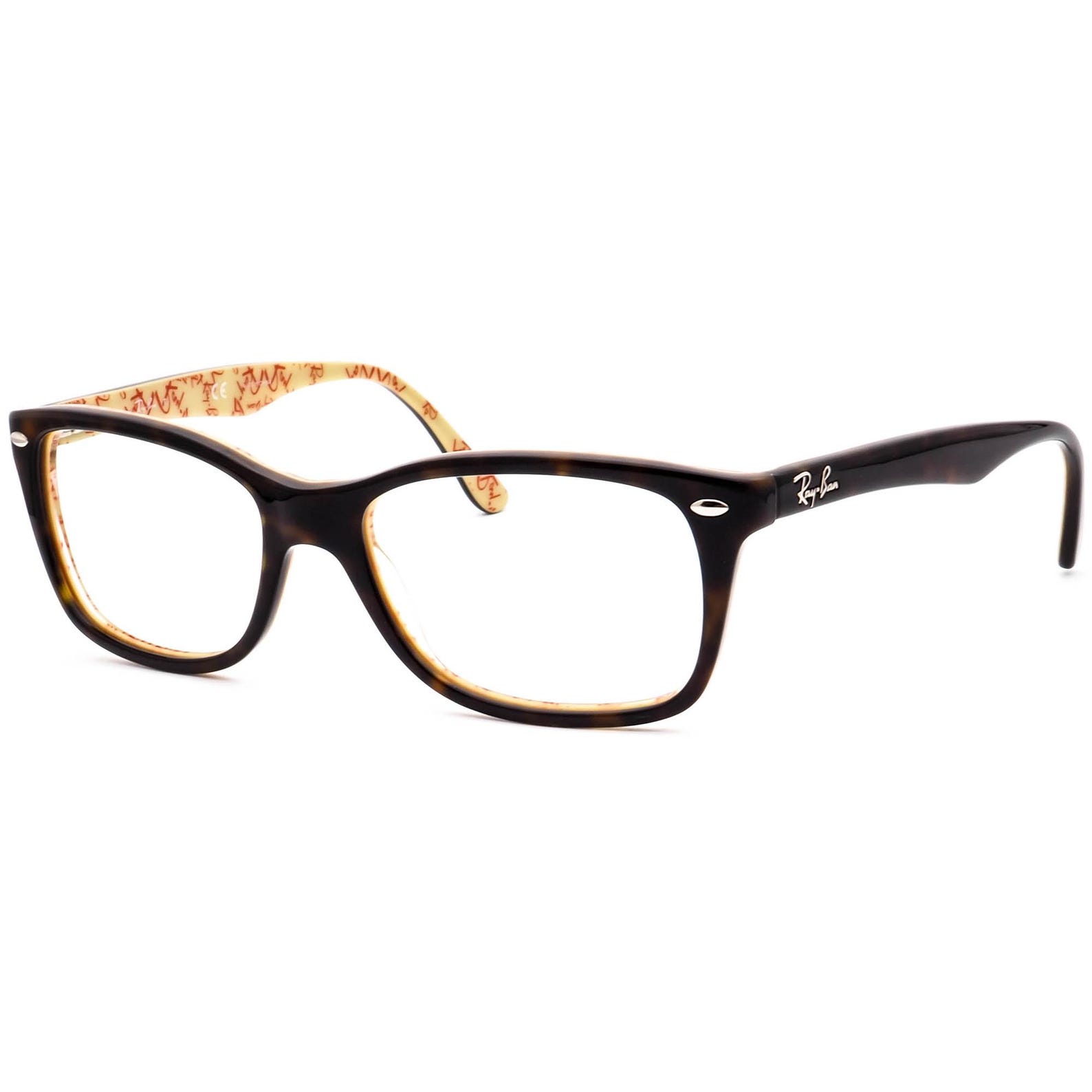 Ray-ban Eyeglasses RB 5228 5057 Polished Dark Havana on Beige Texture ...