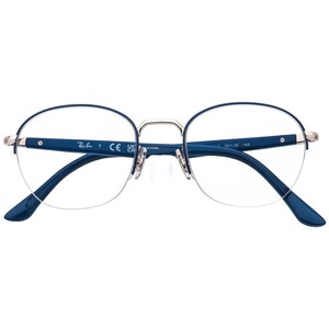 Ray-ban Eyeglasses RB 6487 3145 Polished Blue/silver Half Rim Frame 50 ...