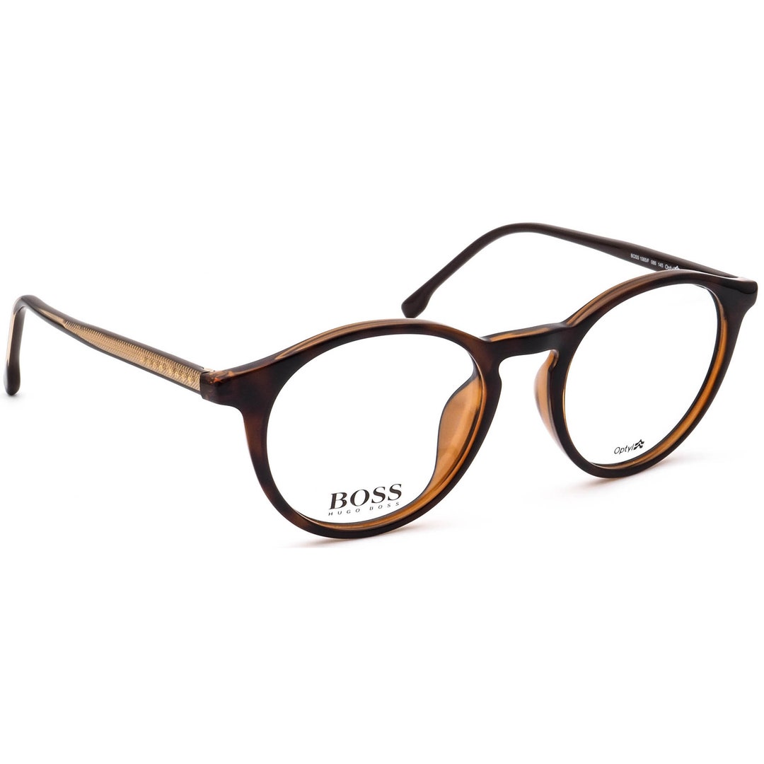 Hugo Boss Eyeglasses Boss 1065/F 086 Gloss Brown Havana/gold Round ...