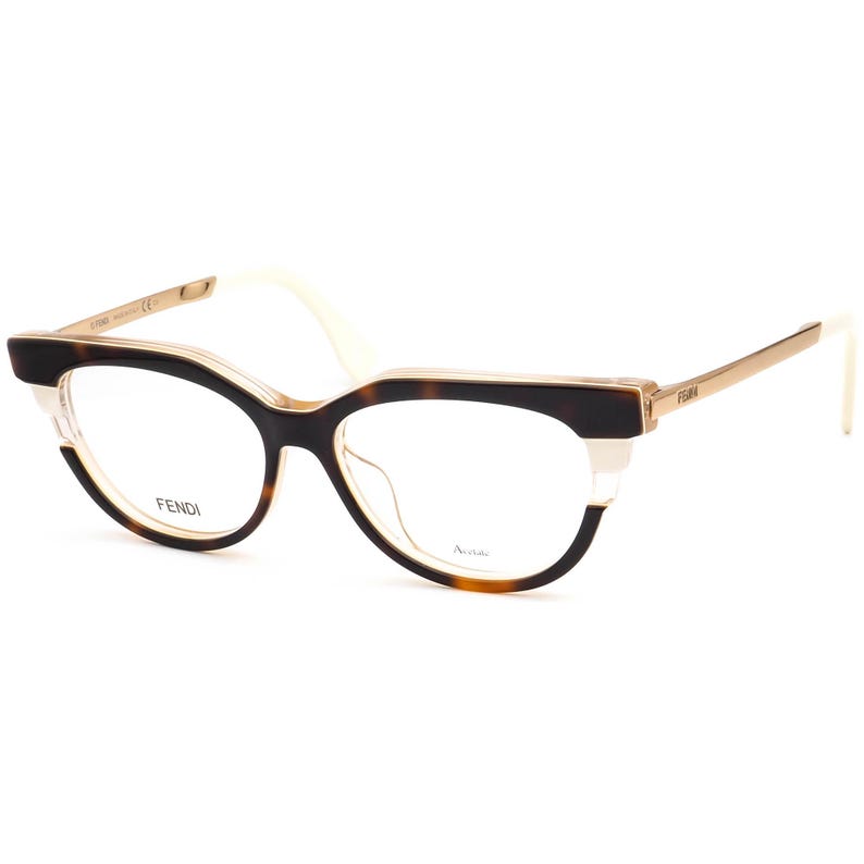 Fendi Women's Eyeglasses FF 0116 MUV Dark Havana/gold Cat Eye Frame ...