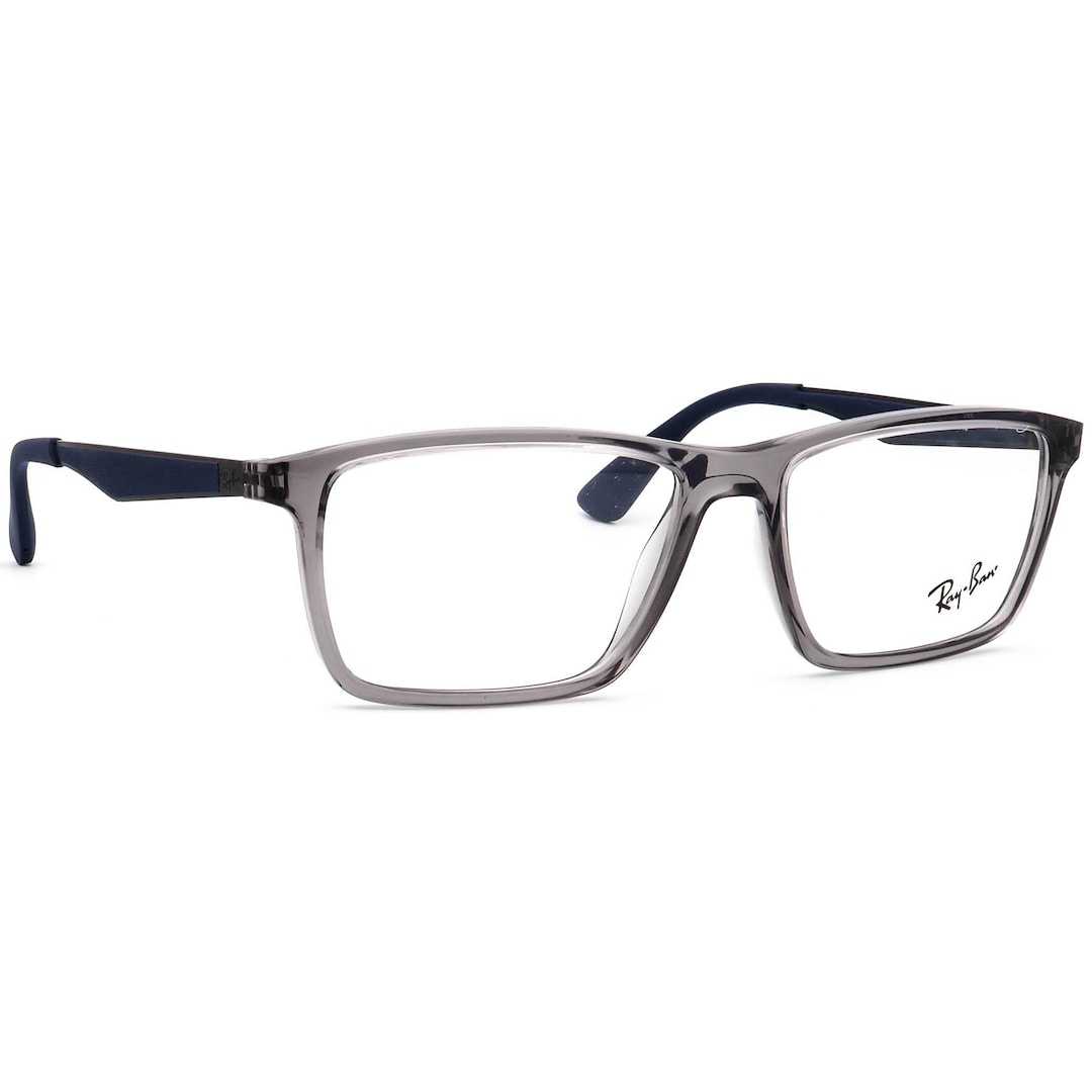 Ray-ban Eyeglasses RB 7056 5814 Transparent Grey/navy Square Frame 55 ...