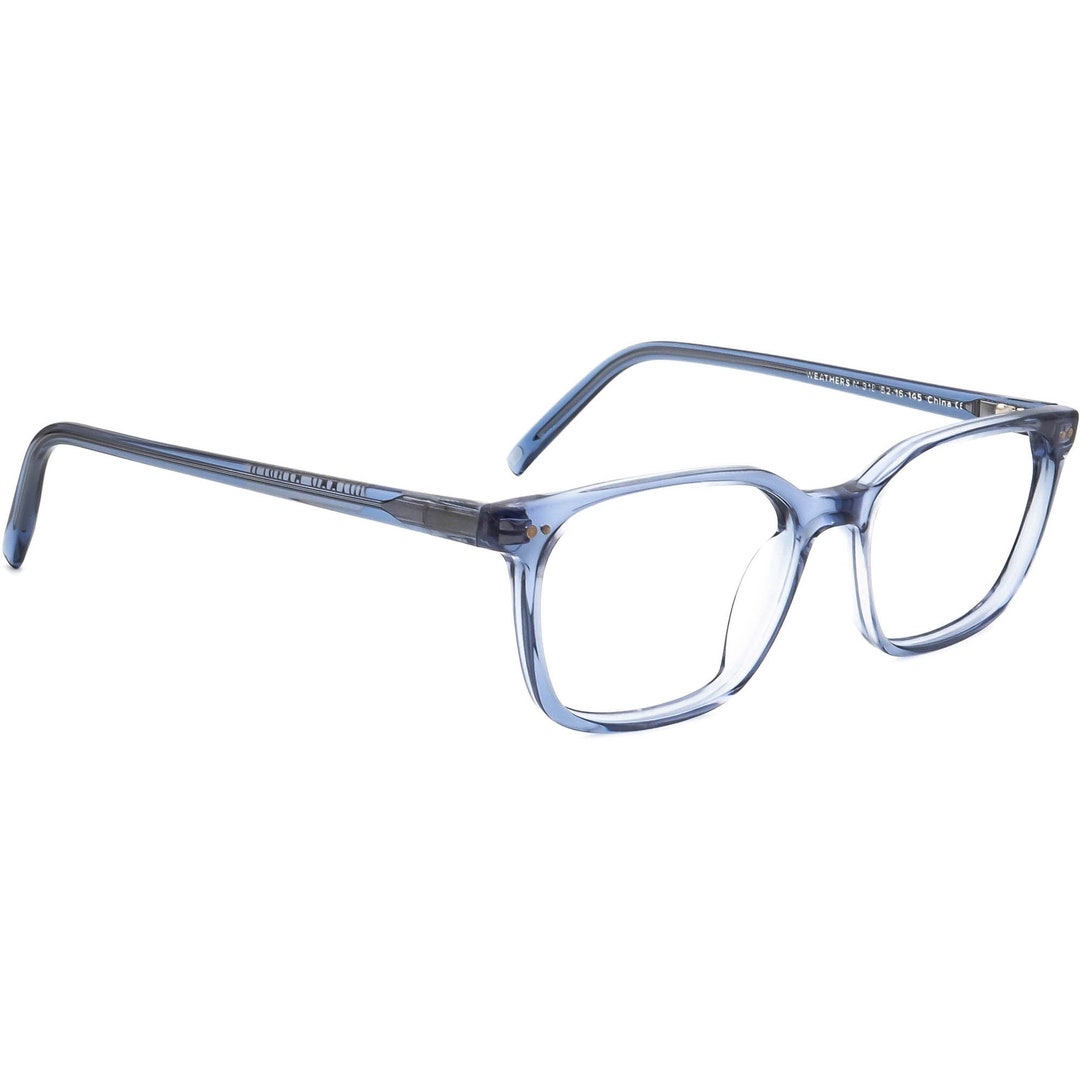 Warby Parker Eyeglasses Weathers M 318 Crystal Blue Rectangular Frame ...