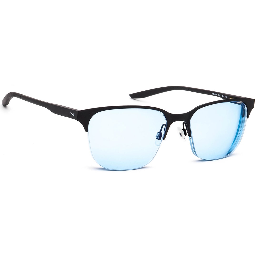 Nike Men's Eyeglasses 8049 002 Satin Black Half Rim Metal Frame 5317 ...