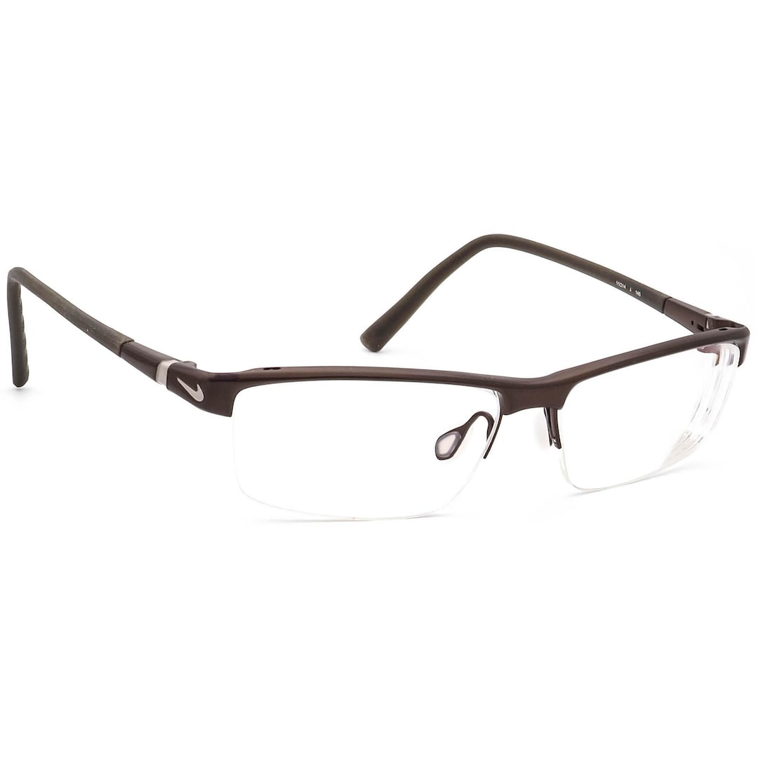 Nike Men's Eyeglasses 6050 259 Titanium Brown Half Rim Frame 55[]14 145 ...