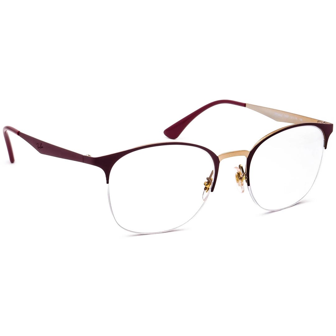 Ray-ban Eyeglasses RB 6422 3007 Matte Bordeaux/rose Gold Half Rim Metal ...