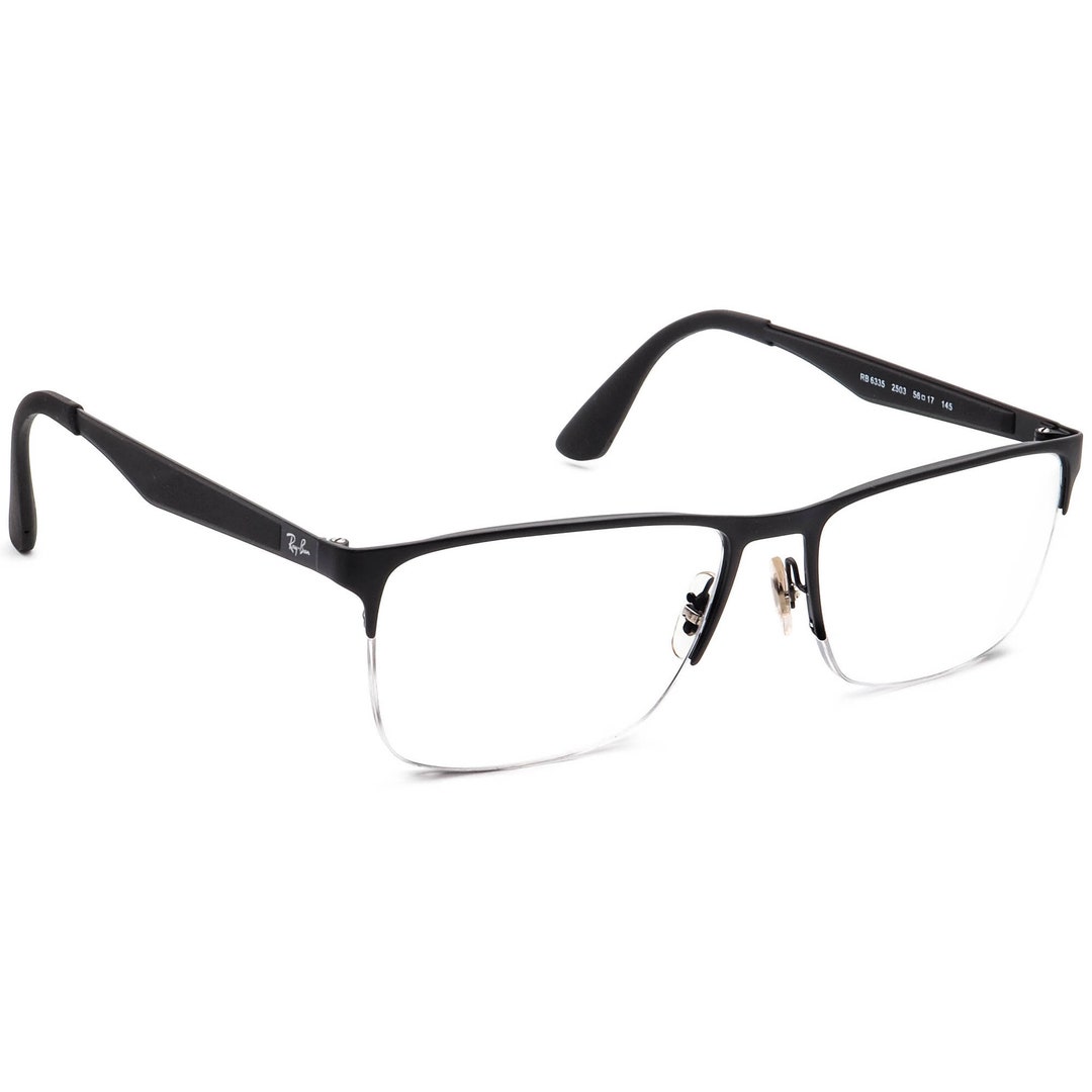 Ray-ban Men's Eyeglasses RB6335 2503 Matte Black Half Rim Metal Frame ...
