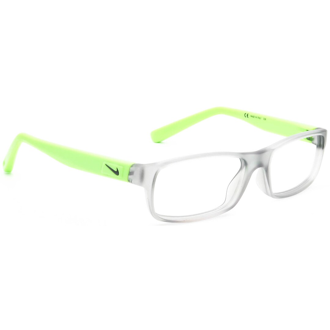 Nike Junior Eyeglasses 5090 030 Matte Transparent Gray/lime Green ...