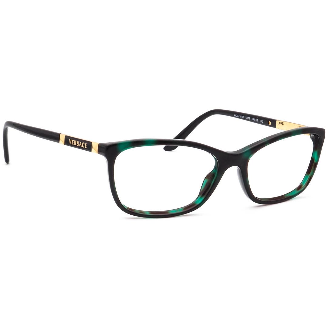 Versace Women's Eyeglasses MOD. 3186 5076 Green Havana/black Semi Cat ...