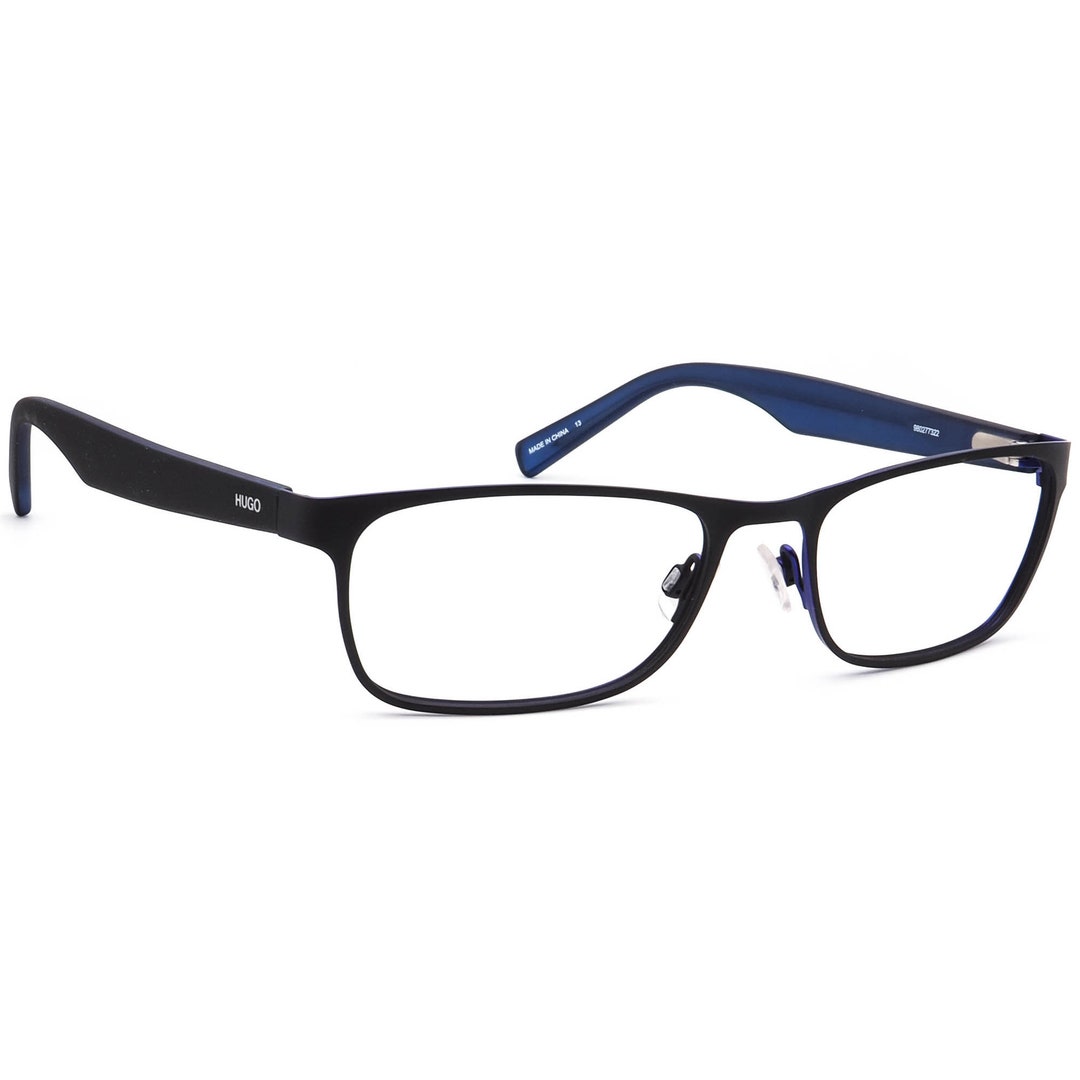 Hugo Boss Men's Eyeglasses HG 0209 SAM 00VK Matte Black on Blue ...