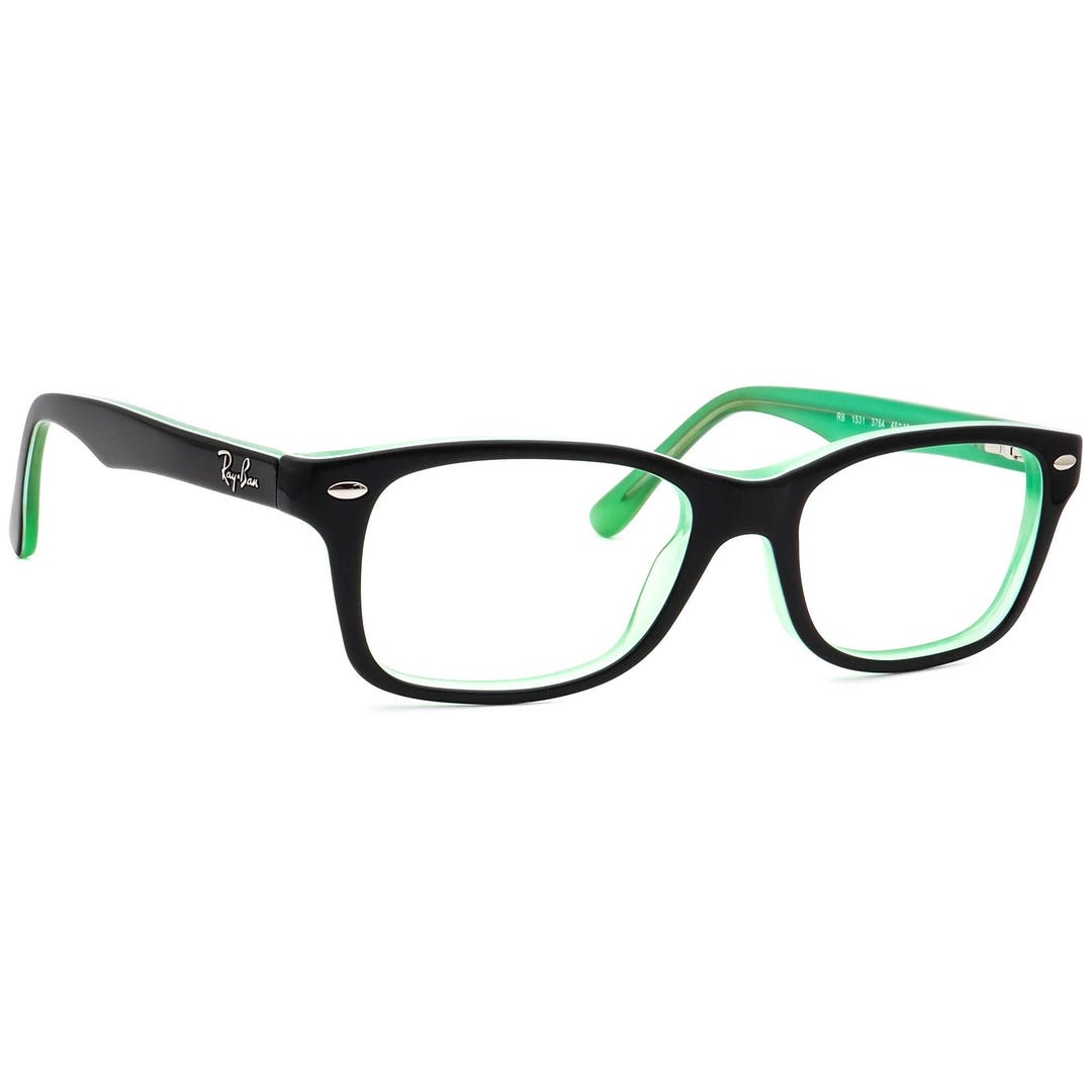 Ray-ban Small Eyeglasses RB 1531 3764 Polished Black on Green Square ...