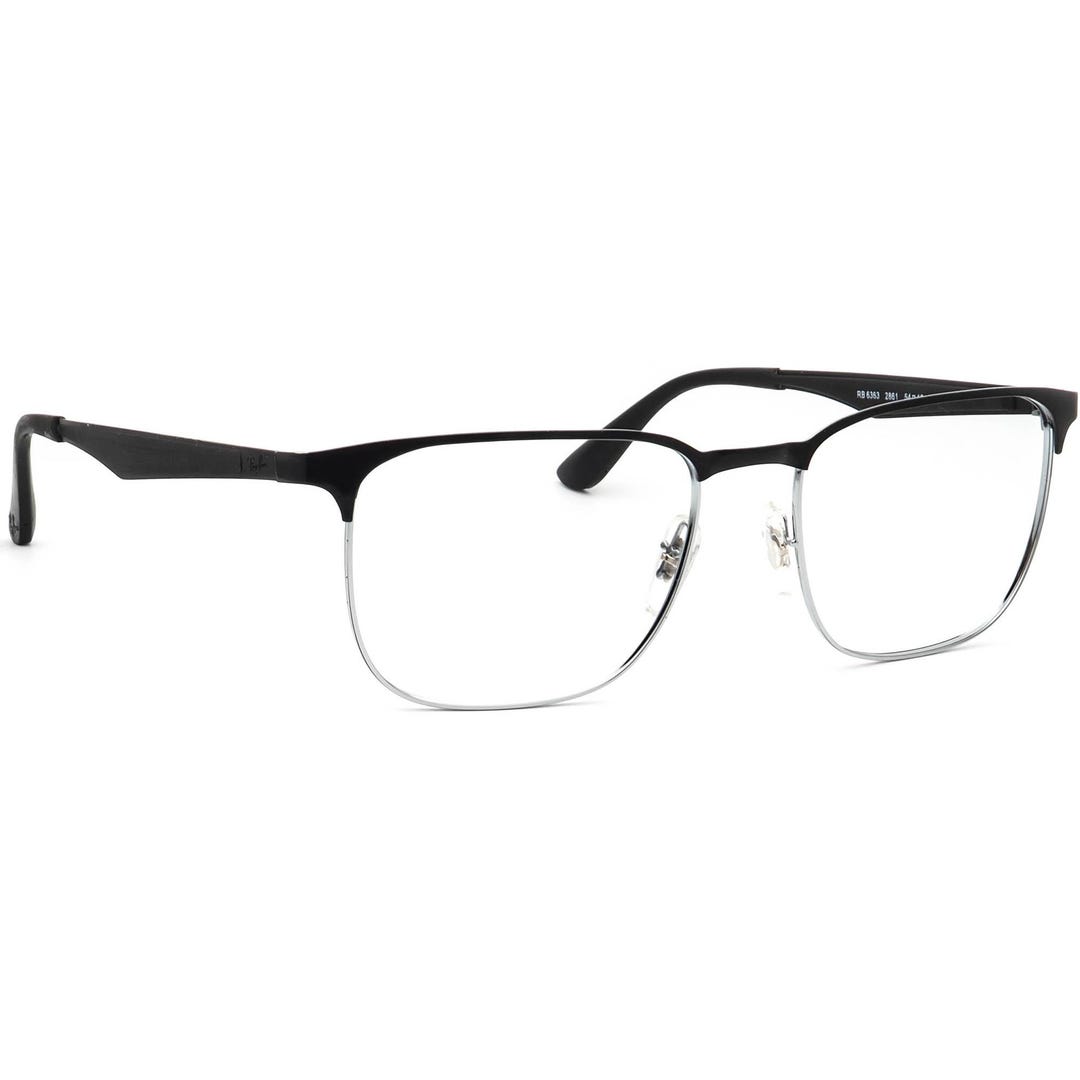 Ray-ban Eyeglasses RB 6363 2861 Polished Black on Silver Square Metal ...
