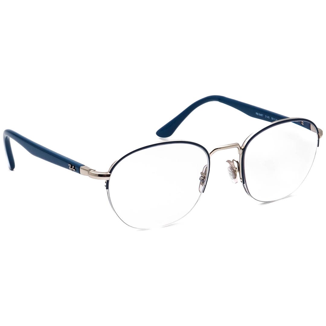 Ray-ban Eyeglasses RB 6487 3145 Polished Blue/silver Half Rim Frame 50 ...