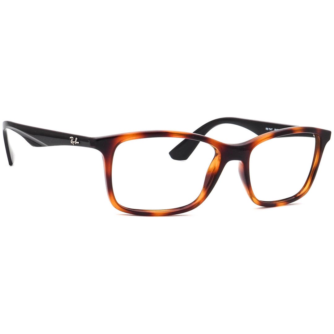 Ray-ban Eyeglasses RB 7047 5847 Polished Havana/black Square Frame 56 ...