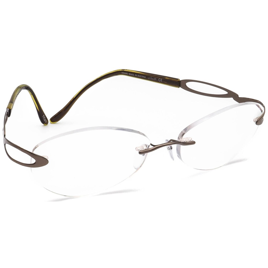 Silhouette Womens Eyeglasses 4225 40 6050 Titan Brown Rimless Metal Frame Austria 5317 140 Etsy