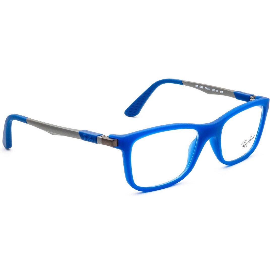 Ray-ban Men's Eyeglasses RB 1549 3655 Matte Blue/gunmetal Rectangular Frame 46[]16 125 - Etsy
