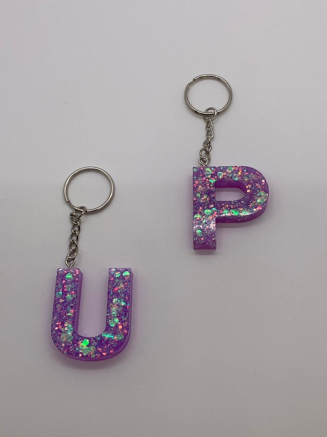 Purple Resin Initial Keyring - Etsy