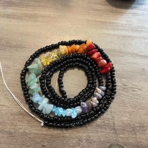 Chakra Stone Waist Beads: Black Seed Beads, Crystal Healing - Etsy