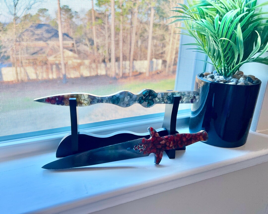 Black Resin and Stone Daggers, Daggers, Bookshelf Decorations, Home ...