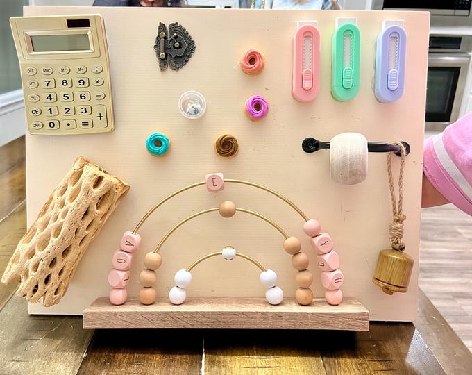 Wooden Pastel Colored Fidget Board, Handmade Fidget Board, Heavy Duty ...