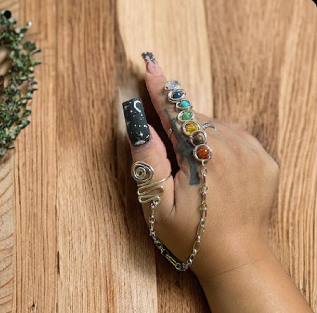 Silver Chakra Wand Ring, Double Ring, Chakra Ring, Silver Chakra Ring ...