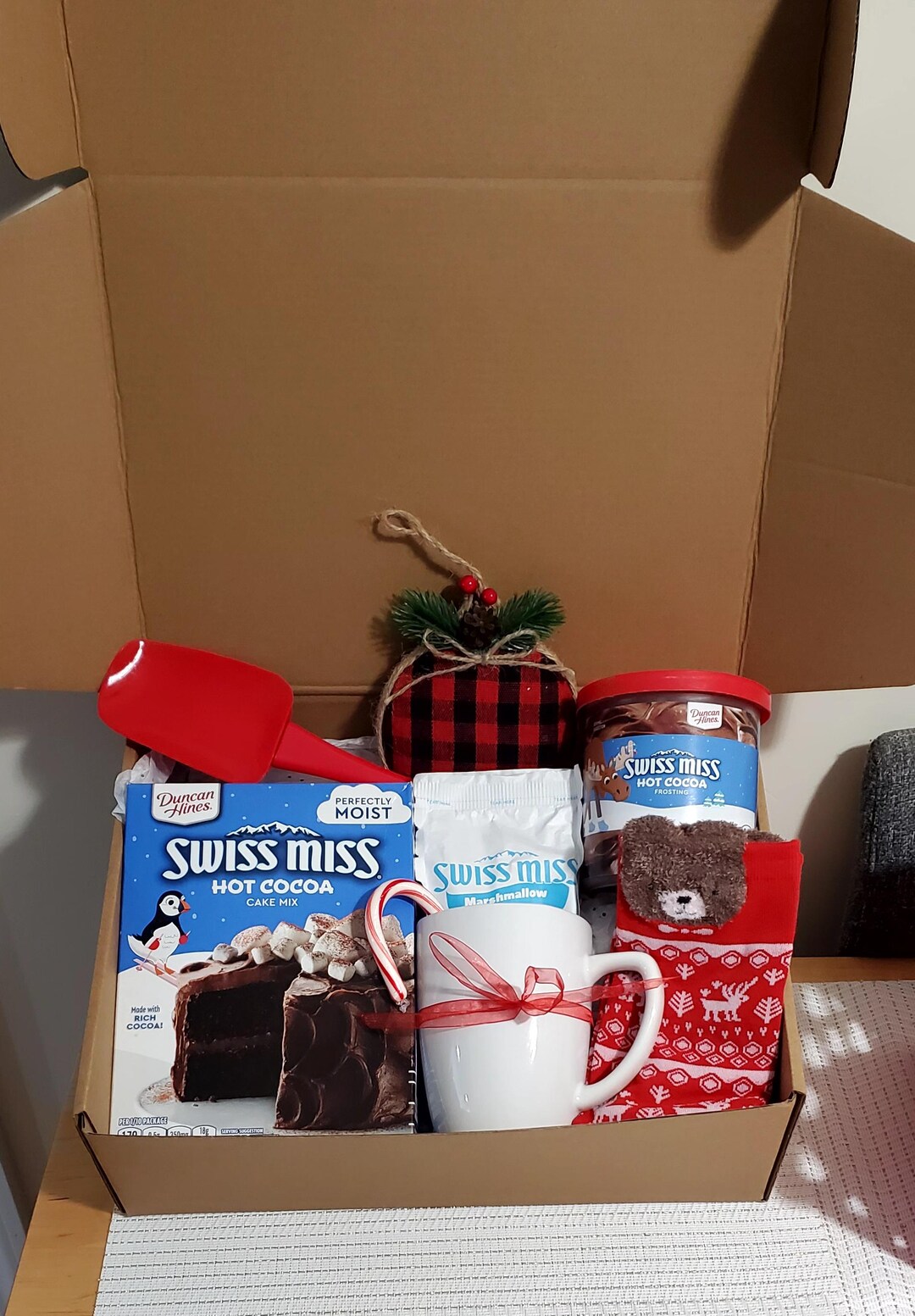 Cozy Baking Gift Box – Cake Mix, Frosting, Mug, Socks & Spatula – Funny ...