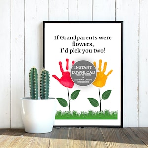 Grandparent's Day Printable Flower DIY | Kids Handprint Craft ...