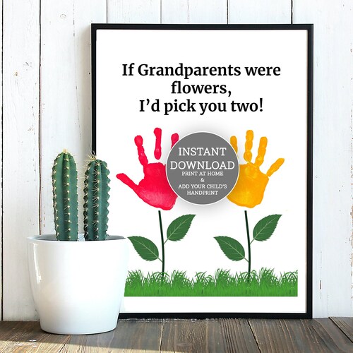 Grandparent's Day Printable Flower DIY Kids Handprint - Etsy