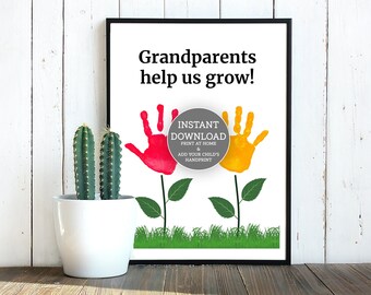 Grandparent's Day Printable Flower DIY Kids Handprint | Etsy
