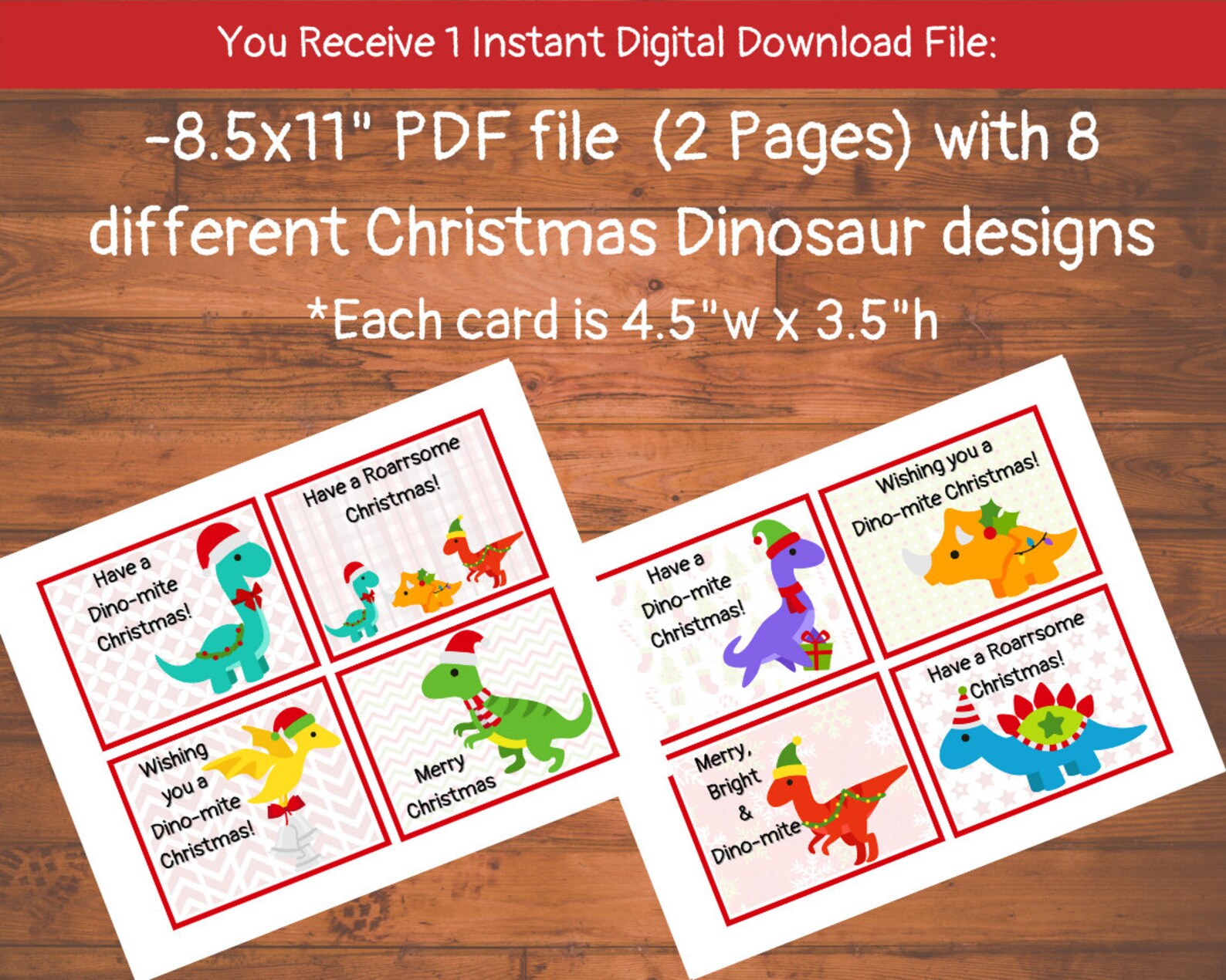 Printable Christmas Gift Tags for Kids Dinosaur Christmas - Etsy UK