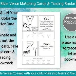 ABC Bible Verse Matching & Tracing Pages, Sunday School (printable PDF ...