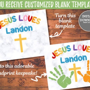 Personalized Name Jesus Loves Me Customized Handprint Art Christian ...