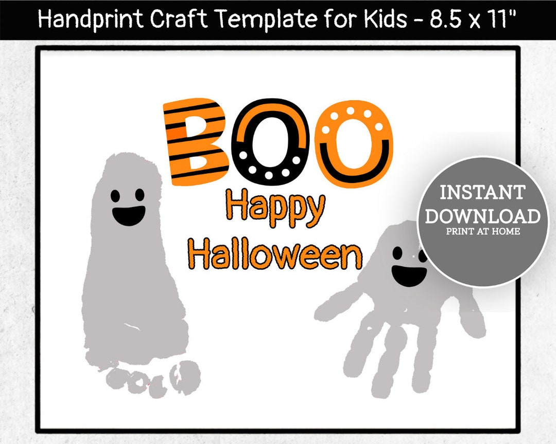 BOO Happy Halloween Ghost Handprint Craft, Printable Halloween ...