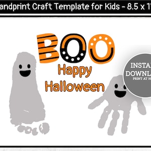 BOO Happy Halloween Ghost Handprint Craft, Printable Halloween ...