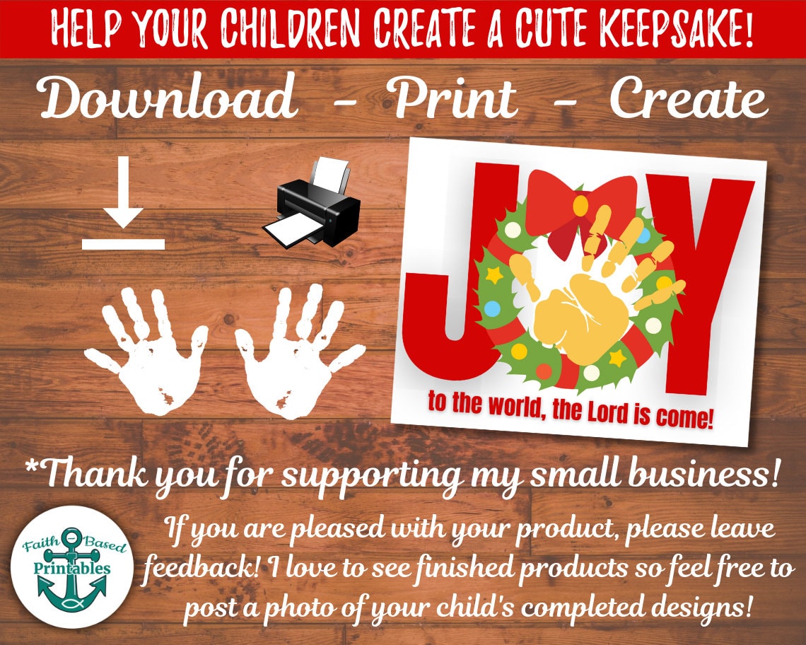 Joy Handprint Template Christmas Craft Printable Joy to the - Etsy