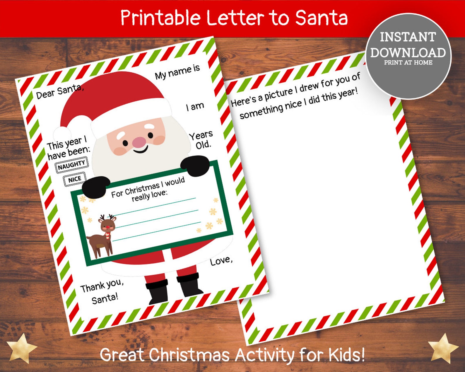 Printable Letter to Santa Christmas List 2021 Dear Santa | Etsy