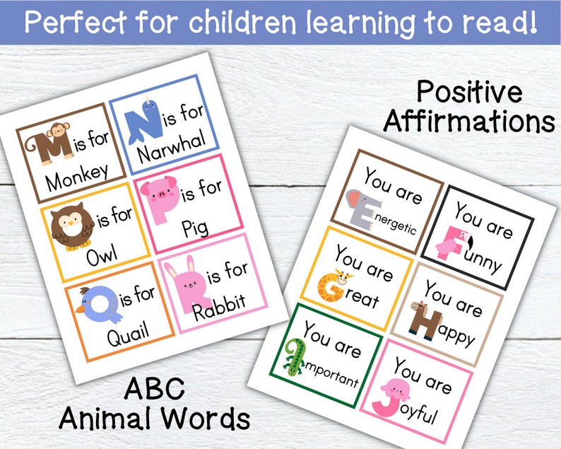 Lunch Box Notes for Kids Printable Lunchbox Note ABC Animal - Etsy