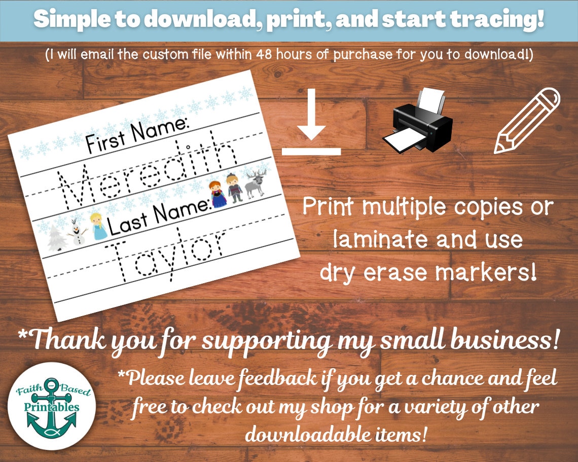 Custom Name Tracing Sheet Handwriting Practice Personalized Name Trace ...