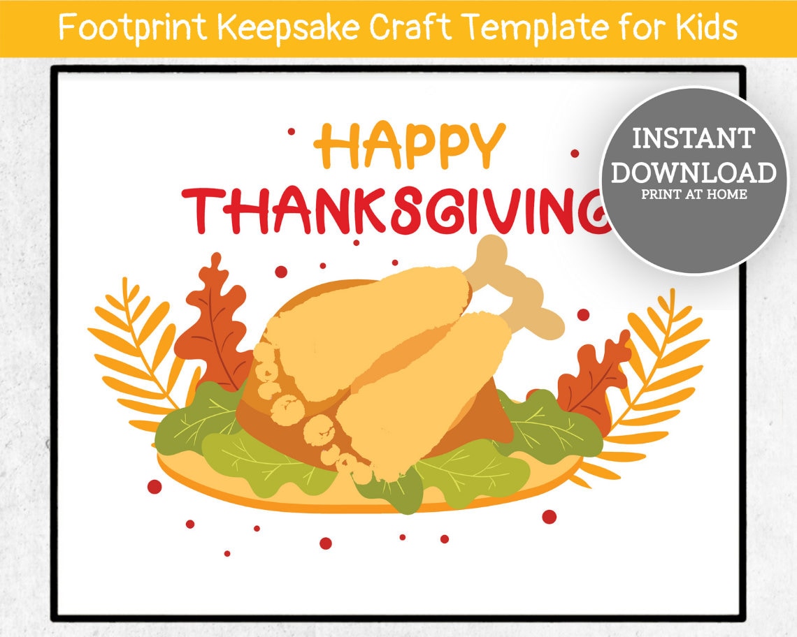 Turkey Footprint Craft Happy Thanksgiving Printable | Etsy