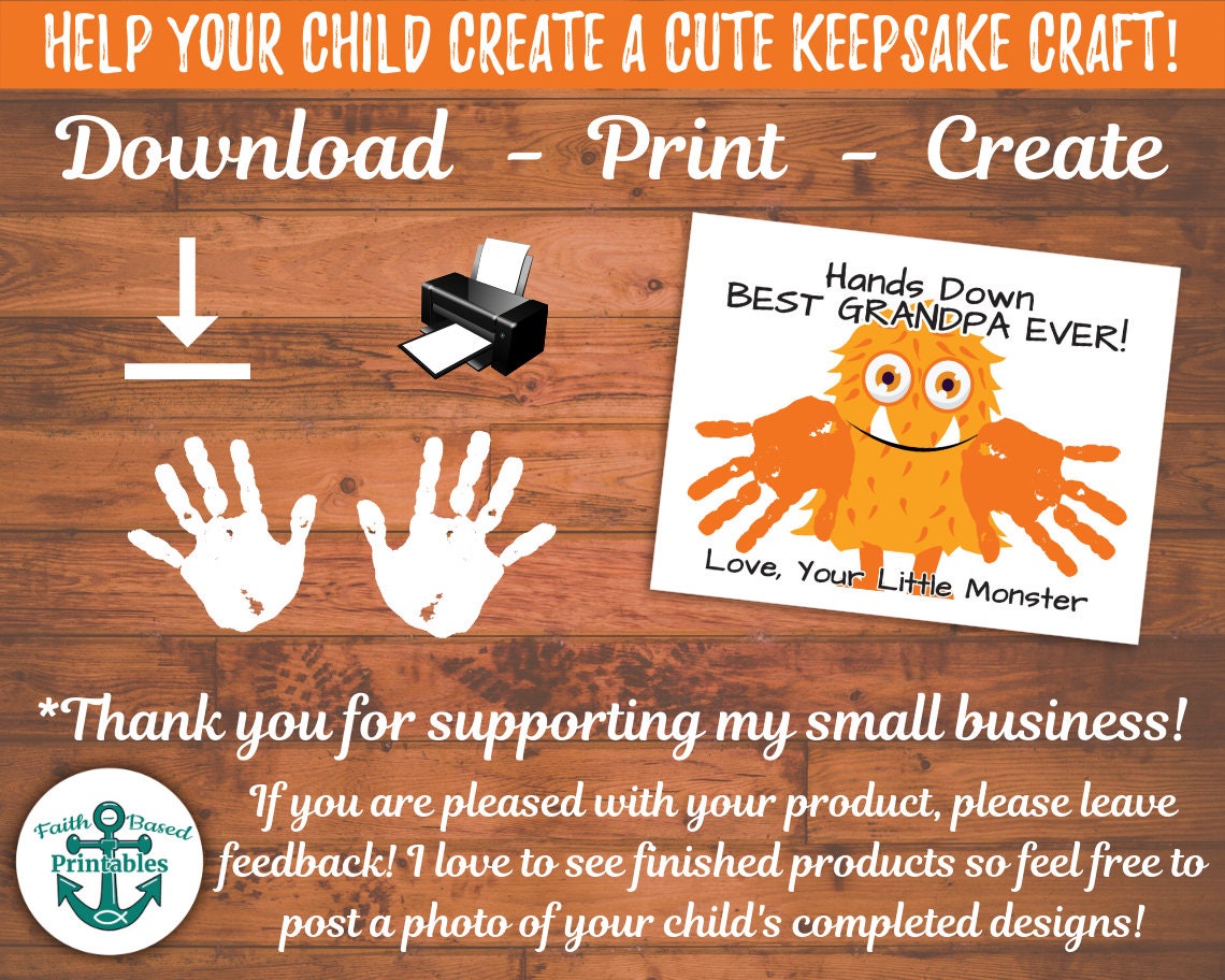 Hands Down Best Grandpa Ever Grandparents Day Crafts for Kids - Etsy