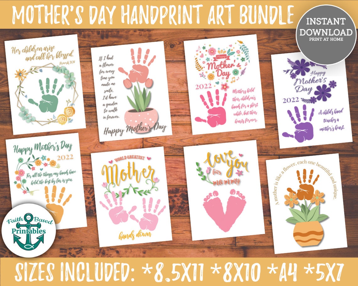 Mothers Day Handprint Art Bundle Mothers Day Craft for Kids | Etsy