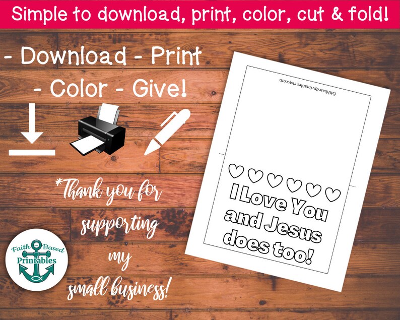 Printable Valentines Day Coloring Card I Love You and Jesus - Etsy