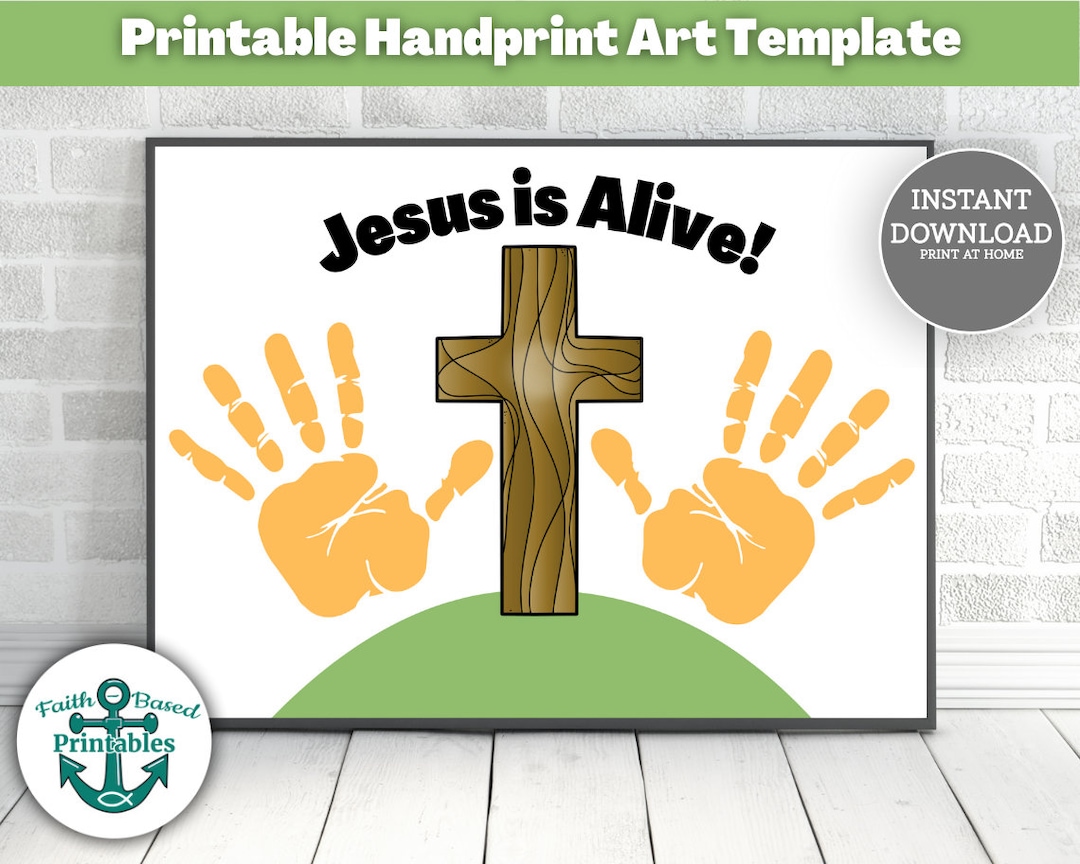 Jesus is Alive Easter Handprint Art Cross Christian Homeschool ...
