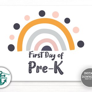 First Day of Pre-k Sign Printable Back to School Photo Prop First Day ...
