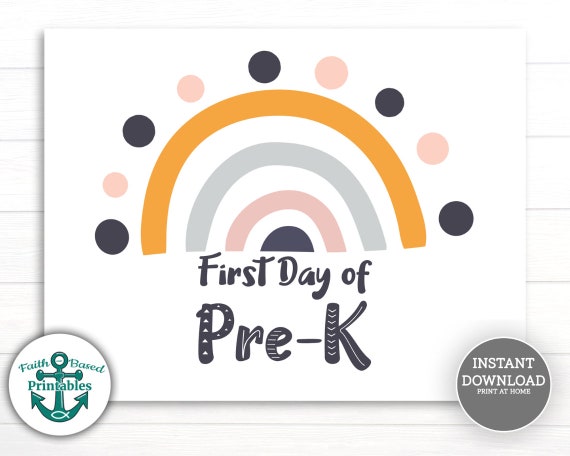 First Day of Pre-k Sign Printable Back to School Photo Prop - Etsy