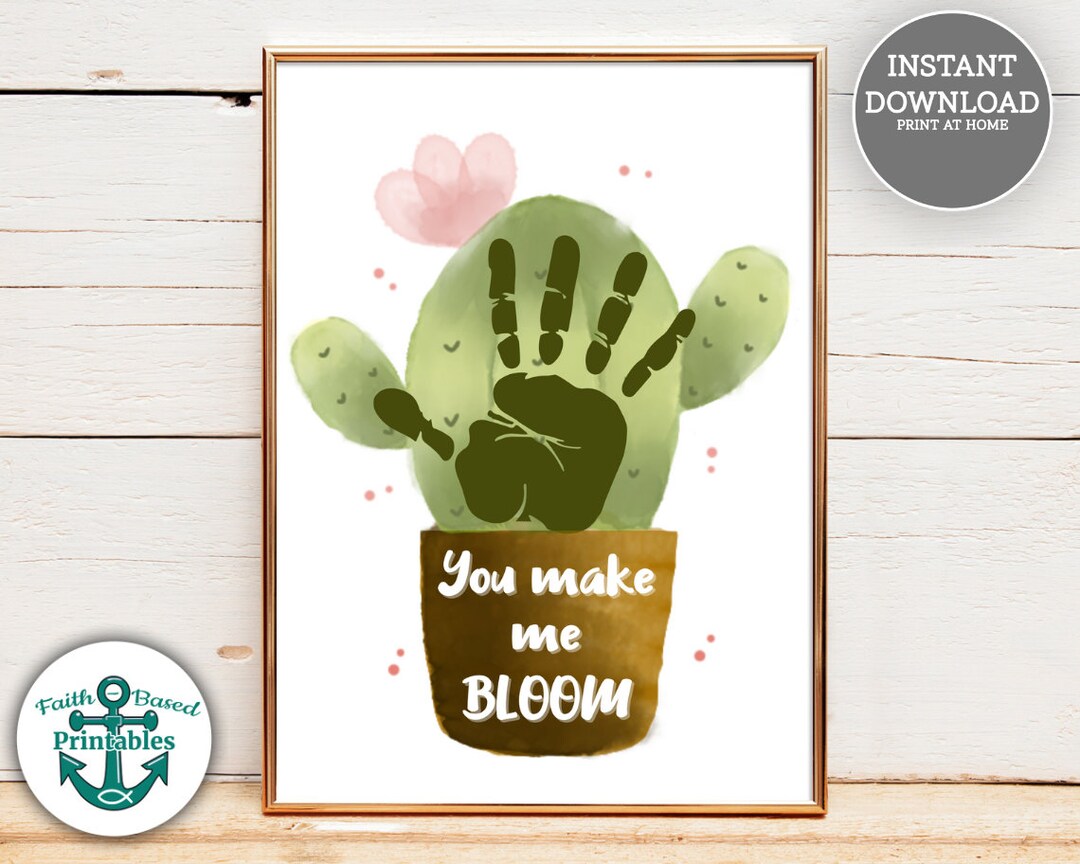 You Make Me Bloom Kaktus Handabdruck Kunst druckbare Handabdruck ...