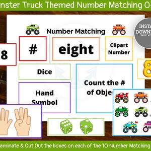 Preschool Worksheets Prek Counting Practice Monster Trucks Toddler ...