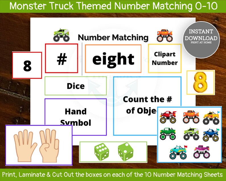 Preschool Worksheets Prek Counting Practice Monster Trucks - Etsy