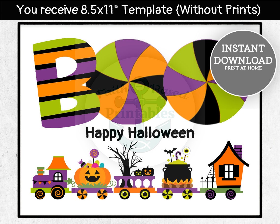 BOO Handprint Craft Printable Happy Halloween Train Ghost - Etsy