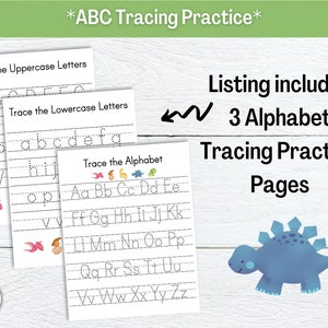 Custom Name Tracing Bundle Handwriting Practice Sheet Sheets Dinosaur ...